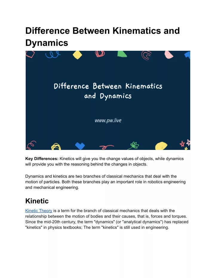 PPT - Difference Between Kinematics and Dynamics PowerPoint ... PPT - Difference Between Kinematics and Dynamics PowerPoint ...