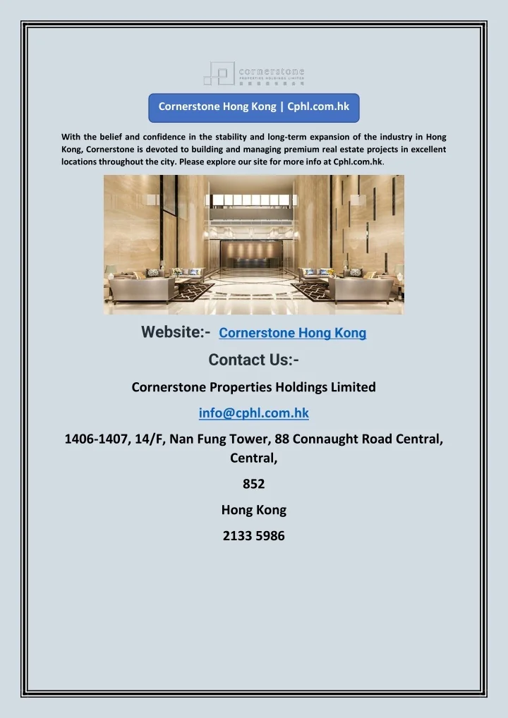PPT - Cornerstone Hong Kong | Cphl.com.hk PowerPoint Presentation, free ...