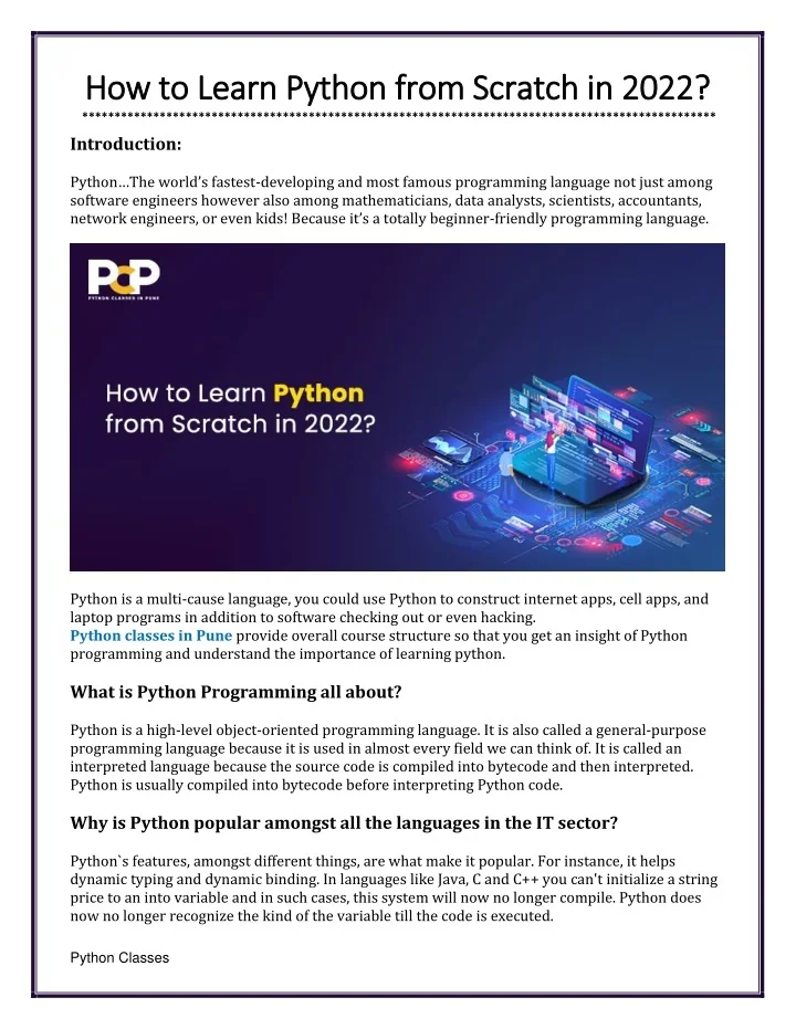 PPT - How to Learn Python from Scratch in 2022? PowerPoint Presentation ...