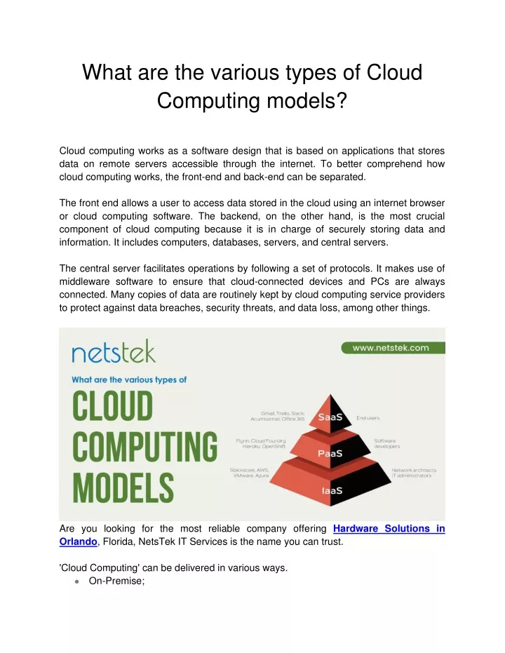 PPT - NetsTek - What are the various types of Cloud Computing models ... PPT - NetsTek - What are the various types of Cloud Computing models ...