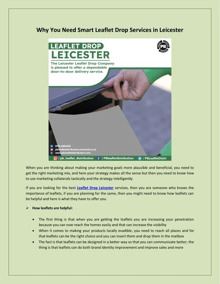PPT - Why You Need Smart Leaflet Drop Services in Leicester PowerPoint ...