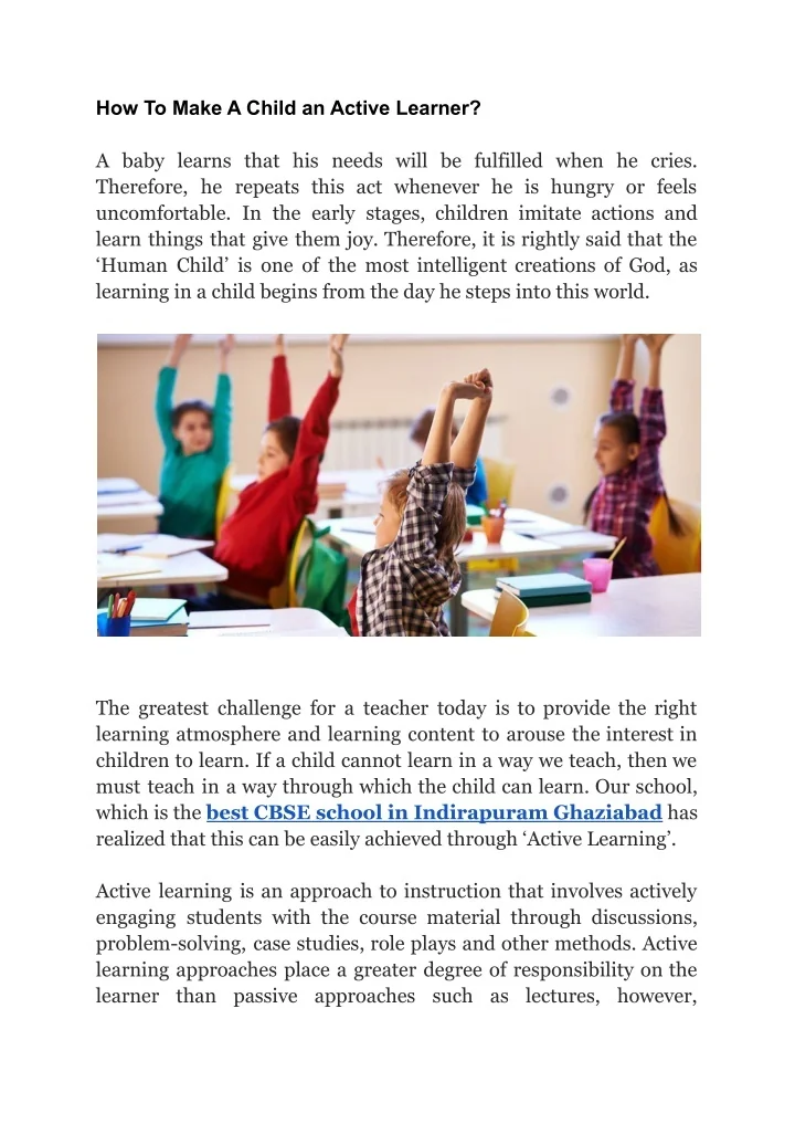 PPT - How To Make A Child an Active Learner PowerPoint Presentation ...