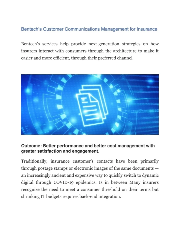 PPT - Bentech’s Customer Communications Management for Insurance ...