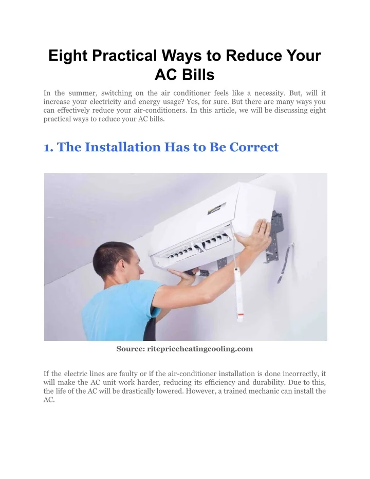 PPT - Eight Practical Ways to Reduce Your AC Bills PowerPoint ...