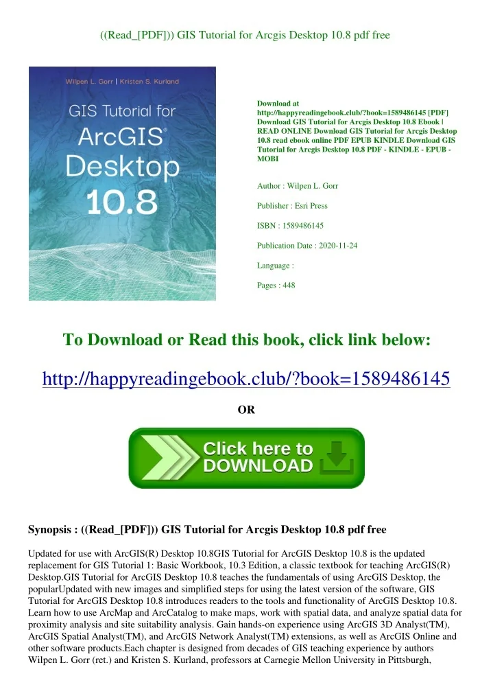 PPT - ((Read_[PDF])) GIS Tutorial for Arcgis Desktop 10.8 pdf free ...