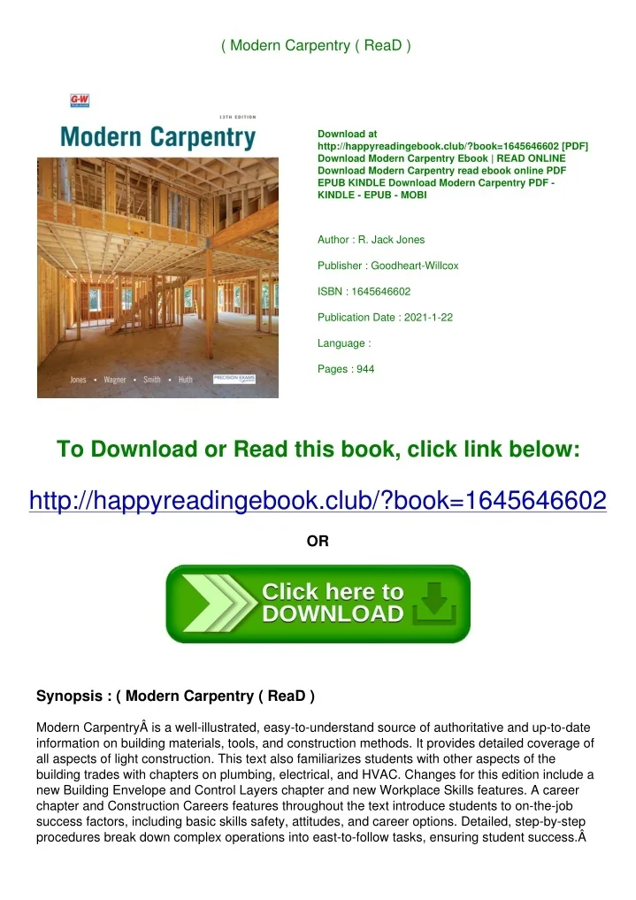 PPT - ( Modern Carpentry ( ReaD ) PowerPoint Presentation, free ...