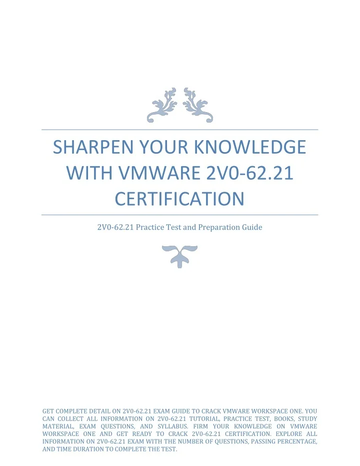 PPT - Sharpen Your Knowledge with VMware 2V0-62.21 Certification ...