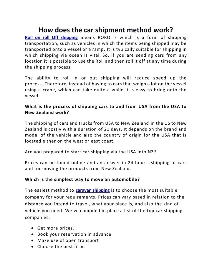 PPT - How does the car shipment method work? PowerPoint Presentation ...