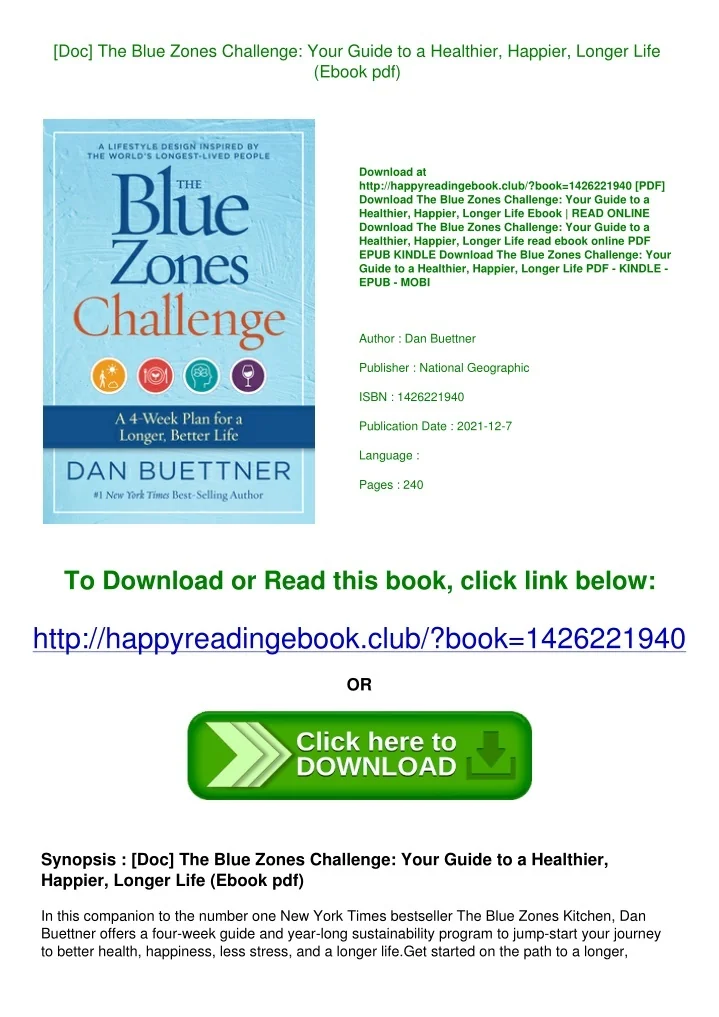 PPT - [Doc] The Blue Zones Challenge Your Guide to a Healthier Happier ...