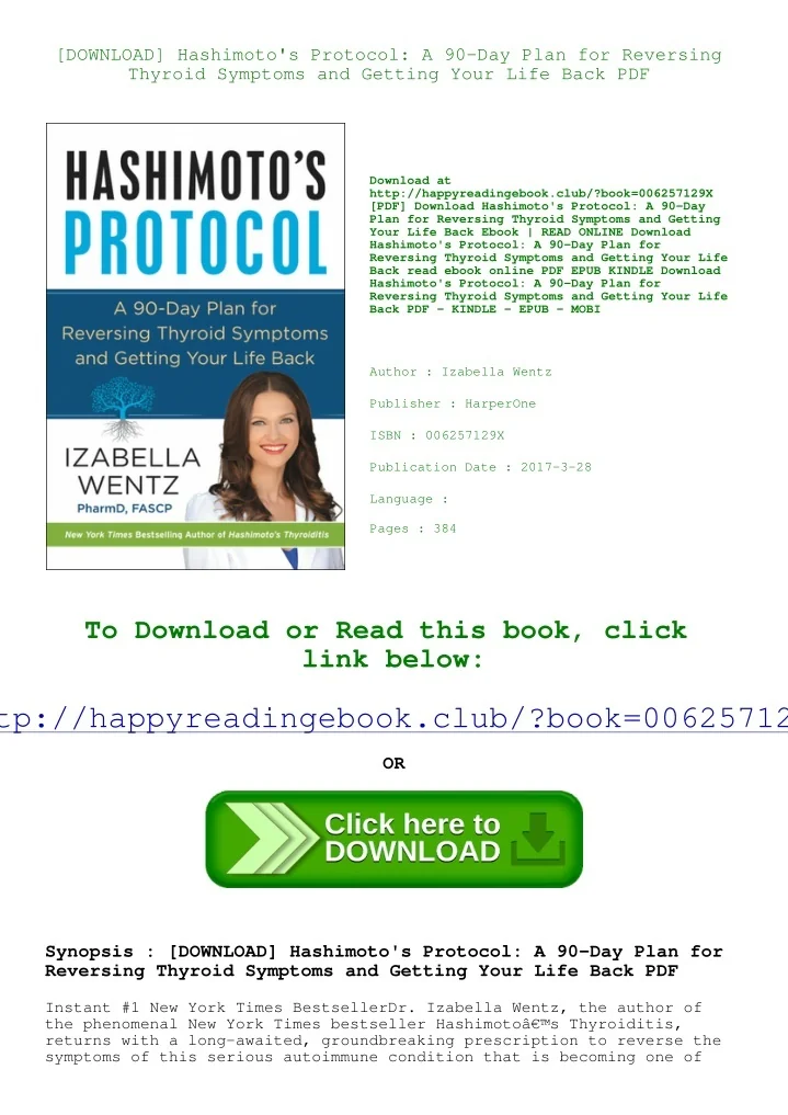 PPT - [DOWNLOAD] Hashimoto's Protocol A 90-Day Plan for Reversing ...