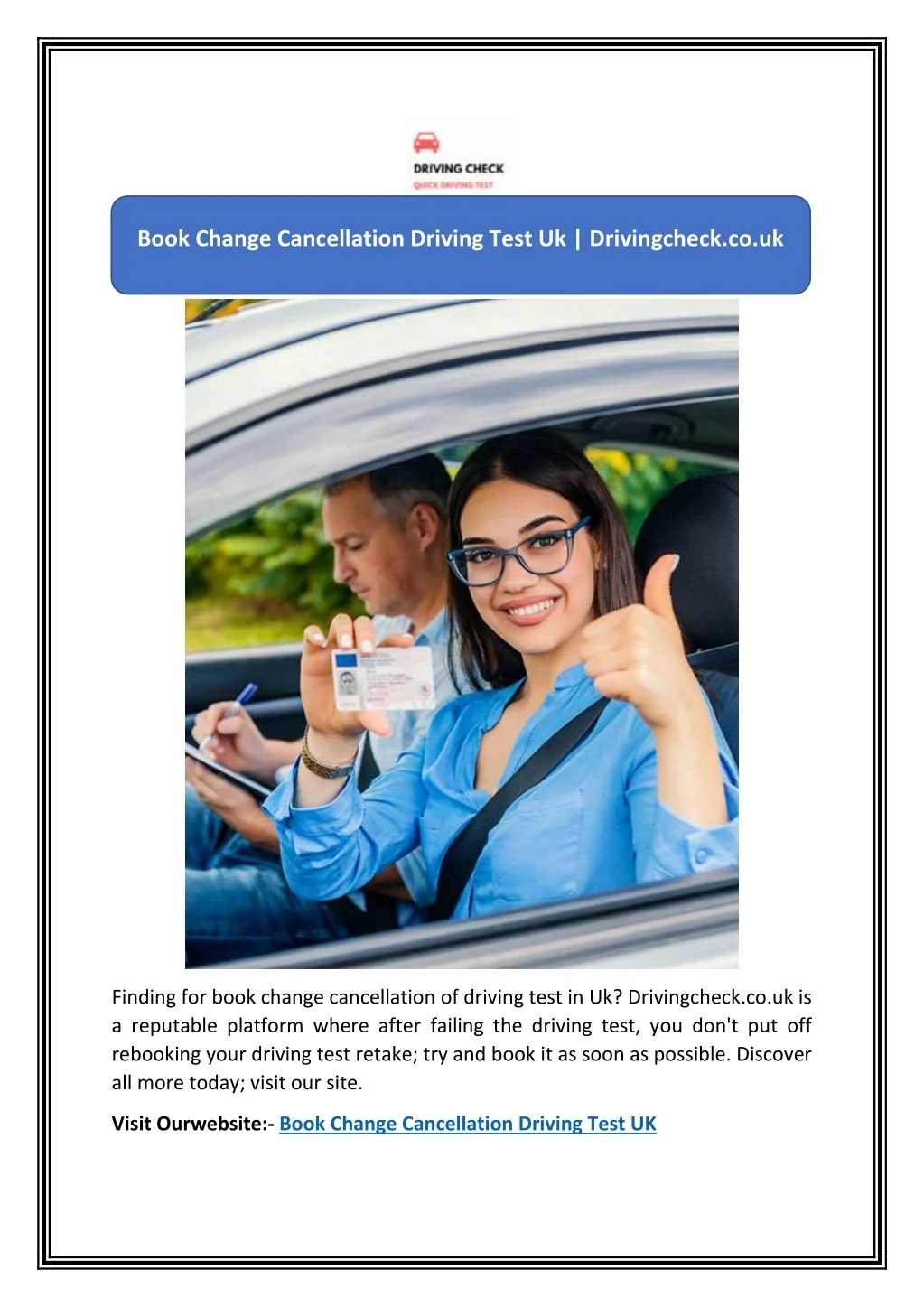 PPT - Book Change Cancellation Driving Test Uk | Drivingcheck.co.uk ...