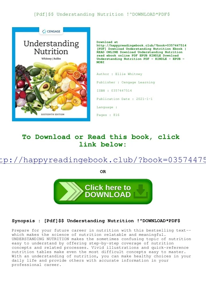 PPT - [Pdf]$$ Understanding Nutrition !^DOWNLOAD*PDF$ PowerPoint ...