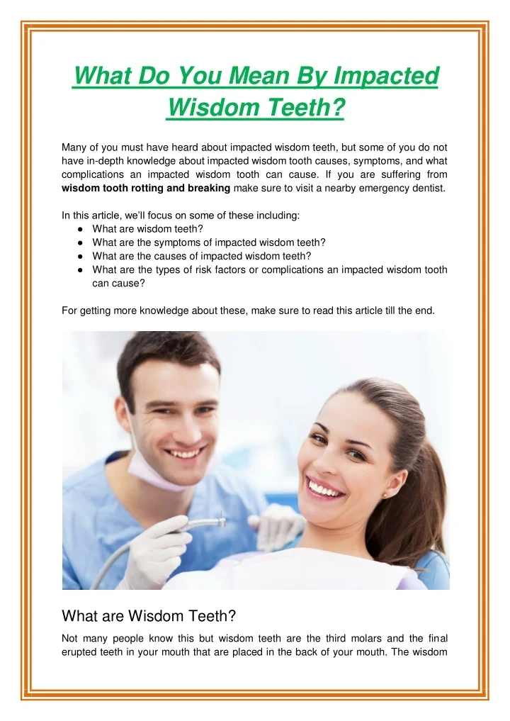 PPT - What Do You Mean By Impacted Wisdom Teeth PowerPoint Presentation ...