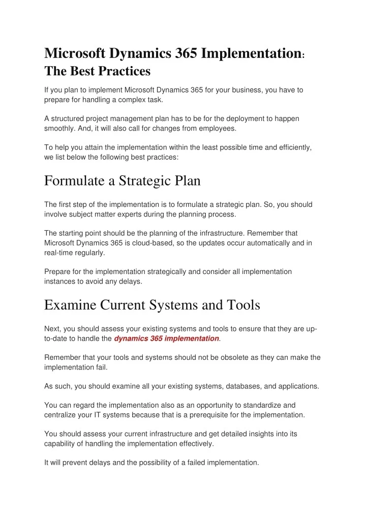 PPT - Microsoft Dynamics 365 Implementation_ The Best Practices ...