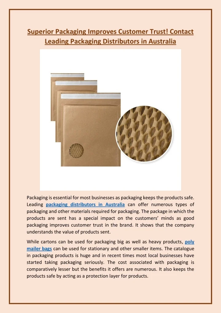 PPT - Superior Packaging Improves Customer Trust! Contact Leading ...
