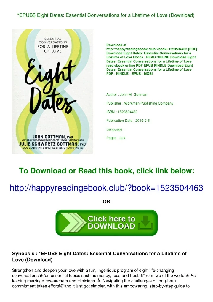 PPT - *EPUB$ Eight Dates Essential Conversations for a Lifetime of Love ...