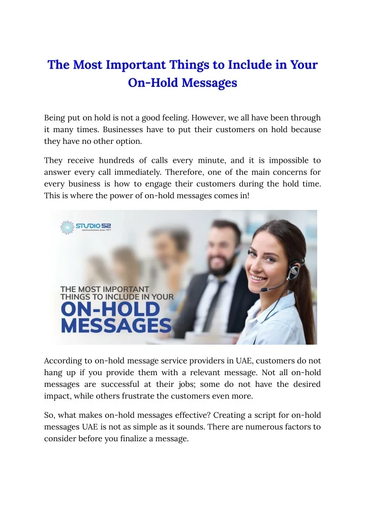 PPT - Know the Important Things to Include in your On-Hold Messages ...