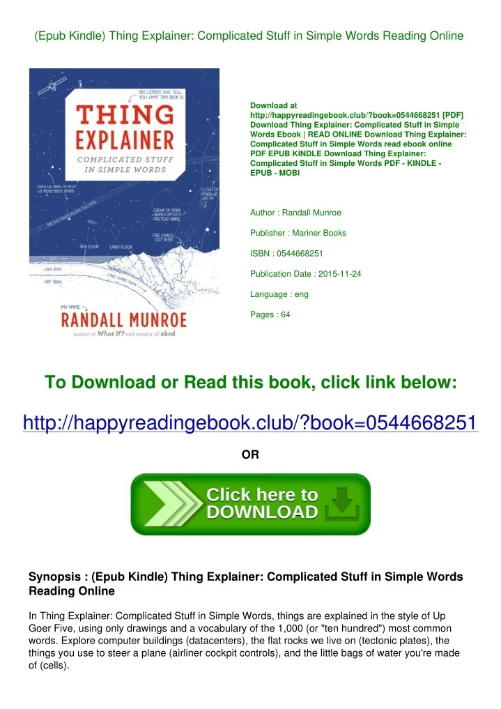 PPT - (Epub Kindle) Thing Explainer Complicated Stuff in Simple Words Reading Online PowerPoint ...