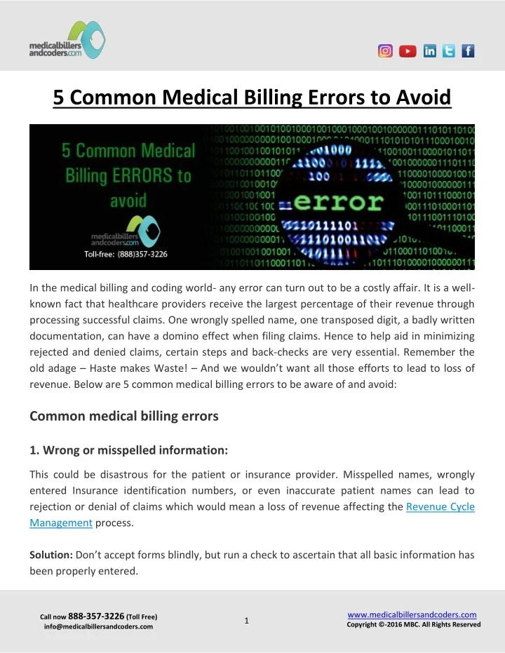 PPT - 5 Common Medical Billing Errors to Avoid PowerPoint Presentation ...
