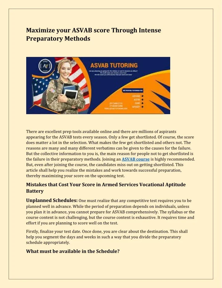 PPT - Maximize your ASVAB score Through Intense Preparatory Methods ...