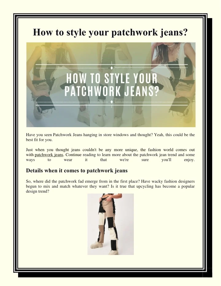 PPT - How to style your patchwork jeans? PowerPoint Presentation, free ...