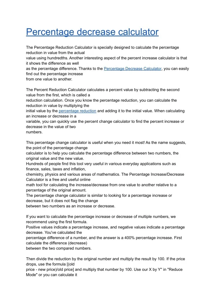 PPT - Percentage decrease calculator PowerPoint Presentation, free ...