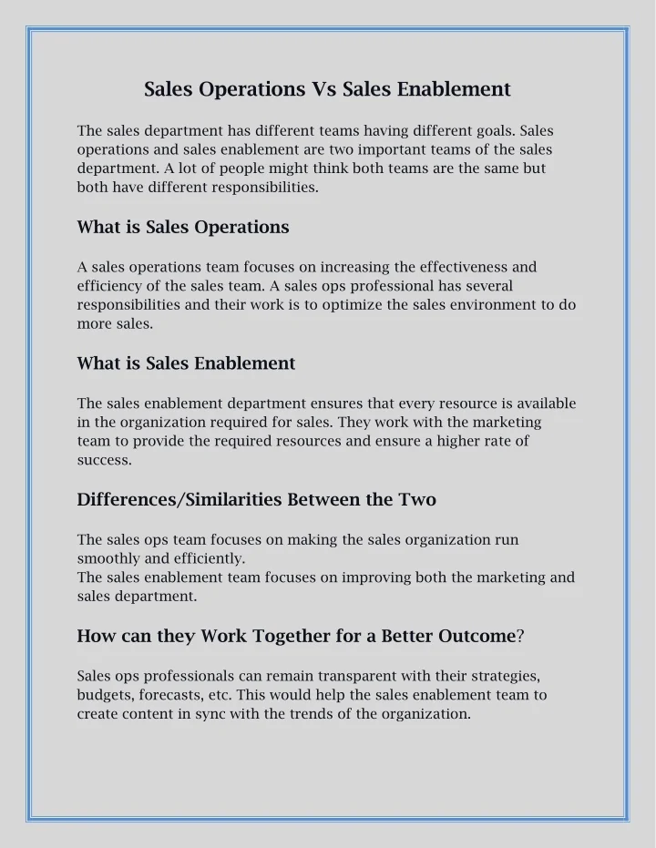 PPT - Sales Operations vs Sales Enablement PowerPoint Presentation ...