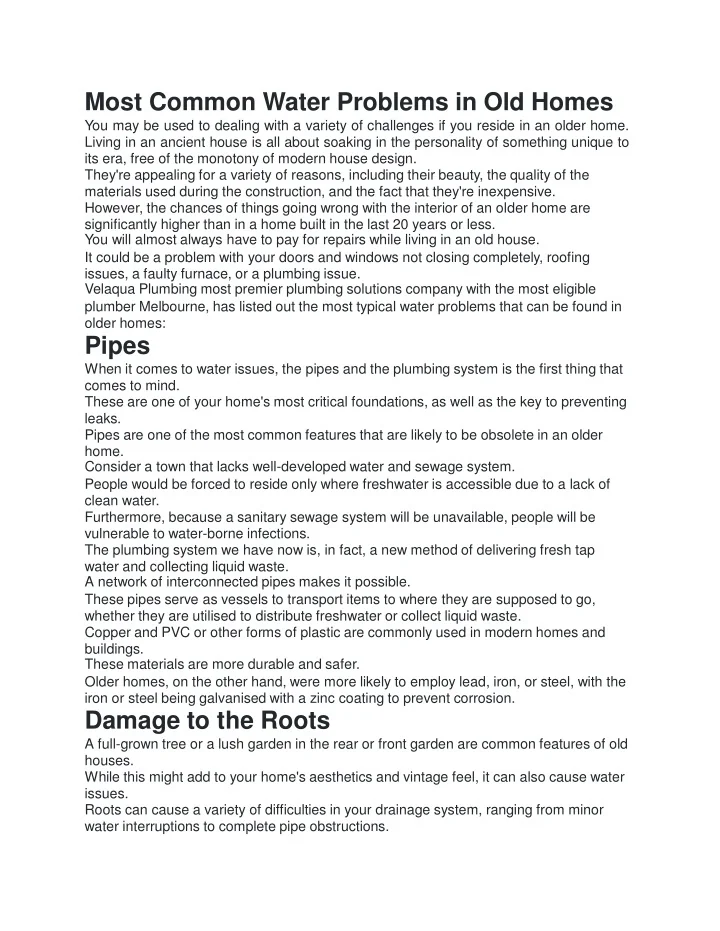 PPT - Most Common Water Problems in Old Homes PowerPoint Presentation ...
