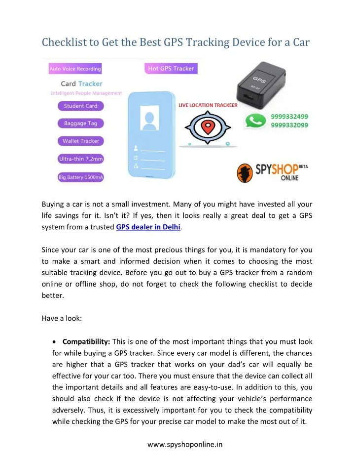 PPT - Checklist to Get the Best GPS Tracking Device for a Car ...