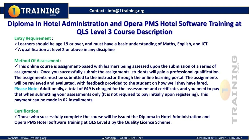 PPT - Diploma in Hotel Administration and Opera PMS Hotel Software ...