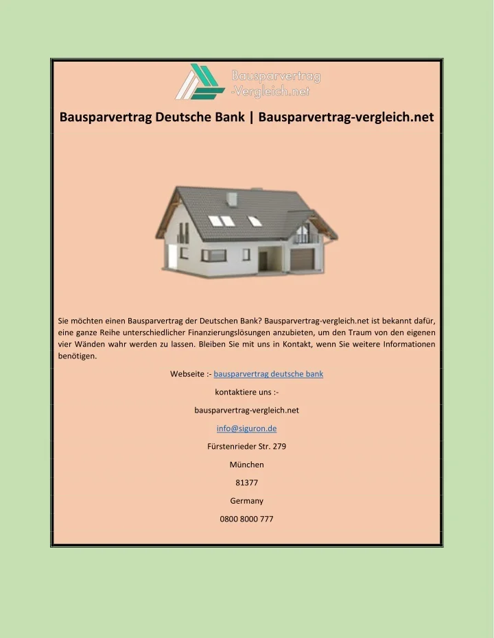 PPT - Bausparvertrag Deutsche Bank | Bausparvertrag-vergleich.net ...