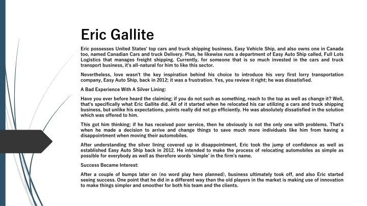 PPT - Eric Gallite PowerPoint Presentation, free download - ID:11209937