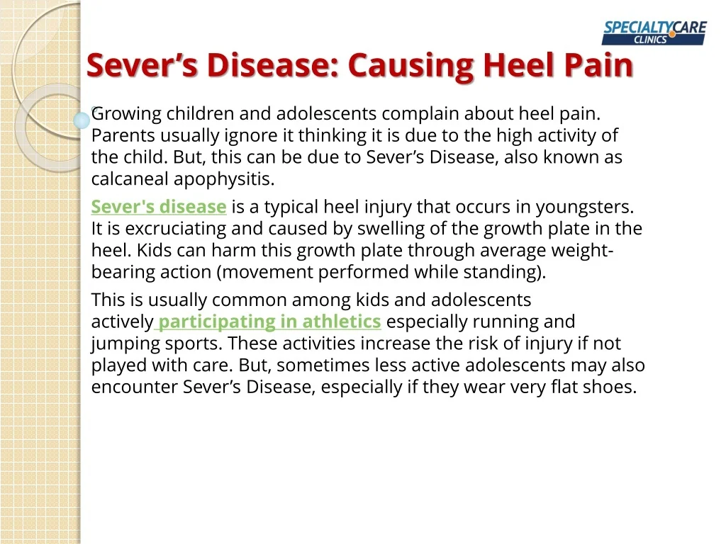 PPT - Children's Heel Pain Common Causes & Adolescents - Sever’s ...