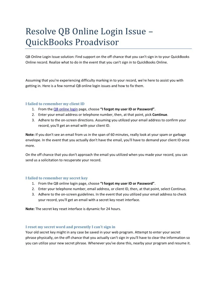 PPT - Resolve QB Online Login Issue – QuickBooks Proadvisor PowerPoint ...