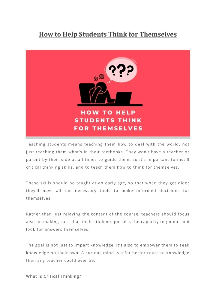 PPT - How to Help Students Think for Themselves PowerPoint Presentation ...