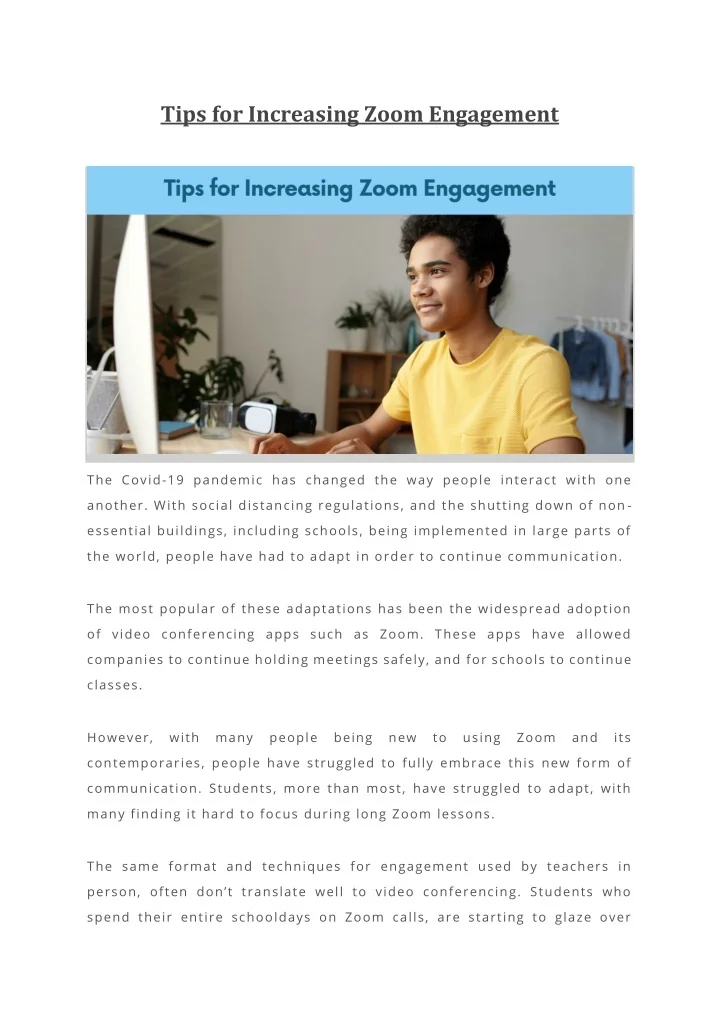 PPT - Tips for Increasing Zoom Engagement PowerPoint Presentation, free ...