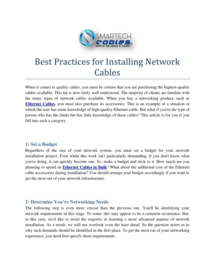 PPT - Best Practices for Installing Network Cables PowerPoint ...