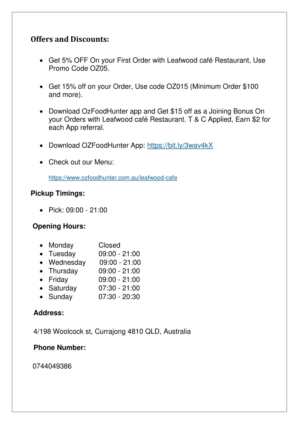 PPT - 5% off - Leafwood café Restaurant Currajong menu, QLD PowerPoint ...