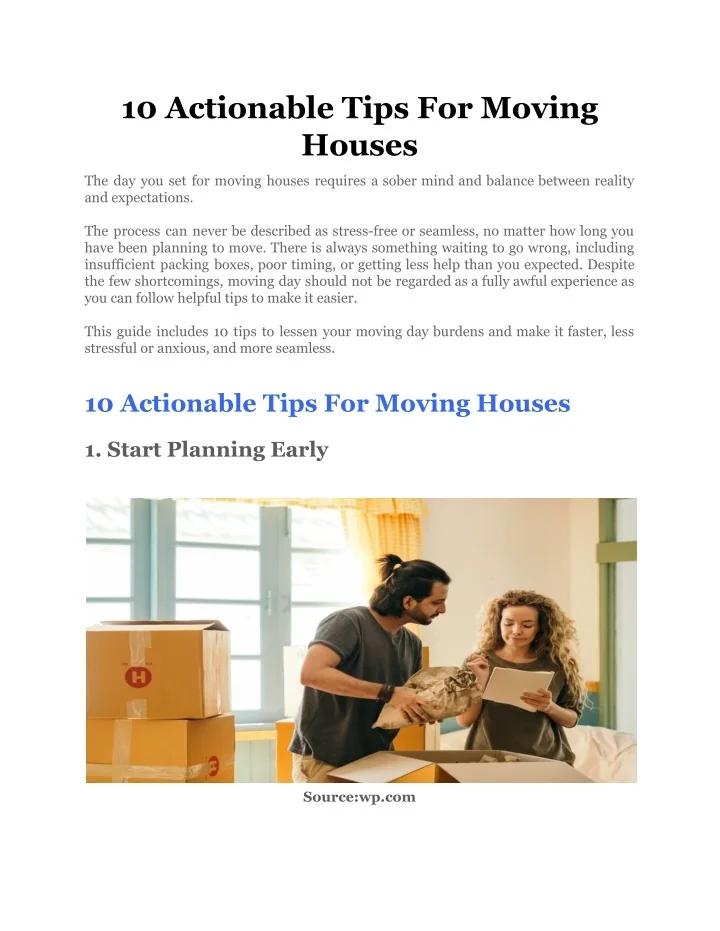 PPT - 10 Actionable Tips For Moving Houses PowerPoint Presentation ...