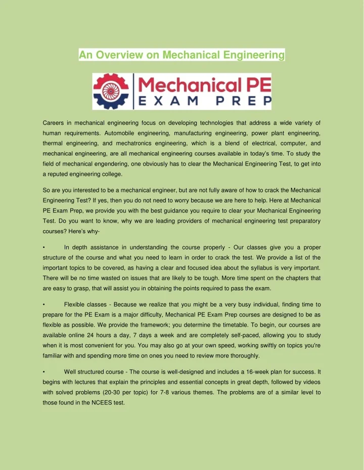 PPT - An Overview on Mechanical Engineering PowerPoint Presentation ...