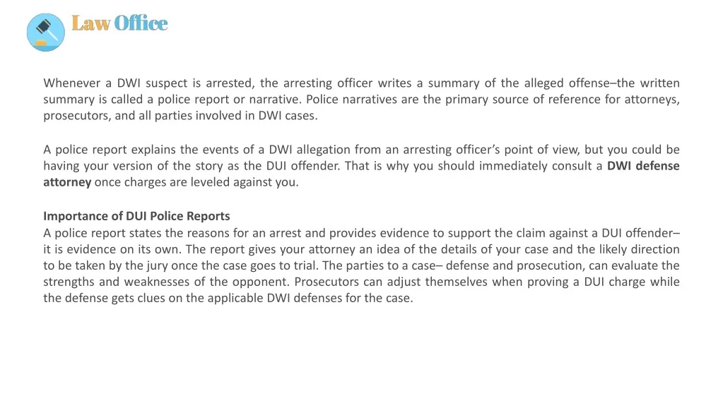 PPT - Importance of DUI Police Reports PowerPoint Presentation, free ...