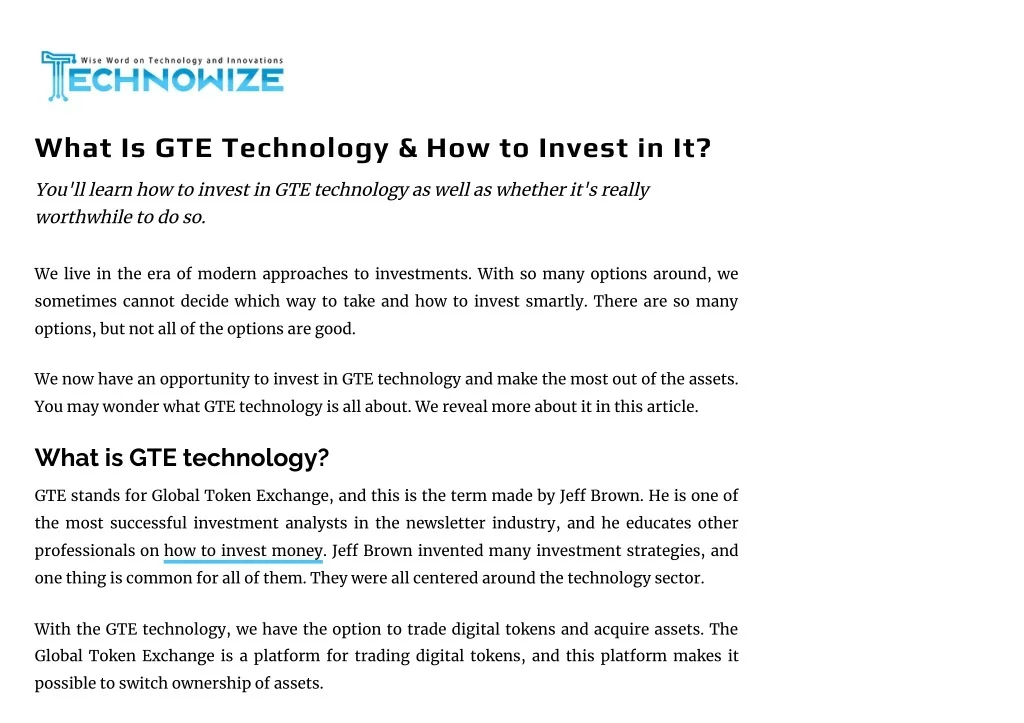 PPT - What Is GTE Technology and Why Should You Invest in It ...