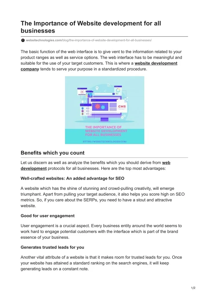 PPT - The Importance of Website development for all businesses ...