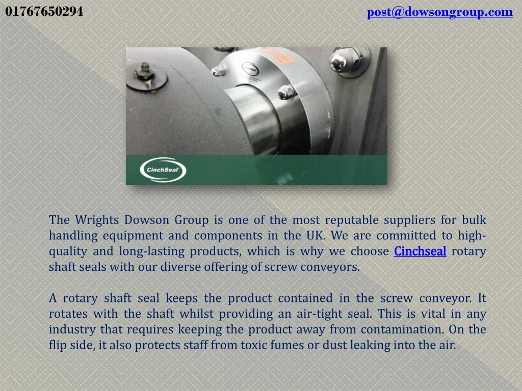 PPT - The Top Industrial Uses for CinchSeal Rotary Shaft Seals ...