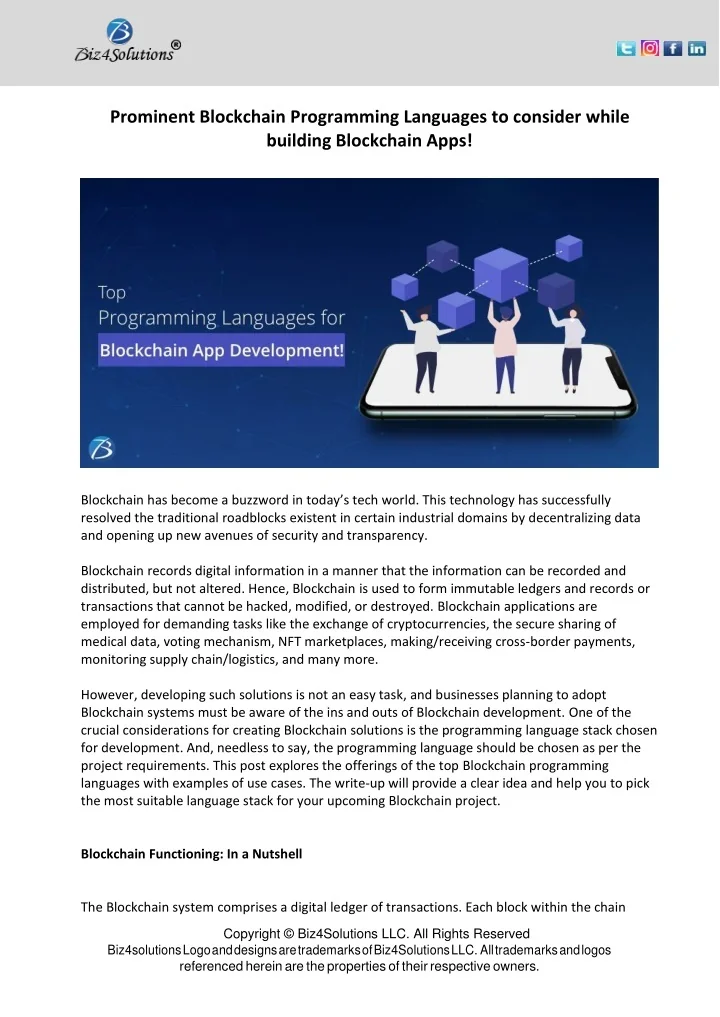 PPT - Prominent Blockchain Programming Languages to consider while building Blockchain ...