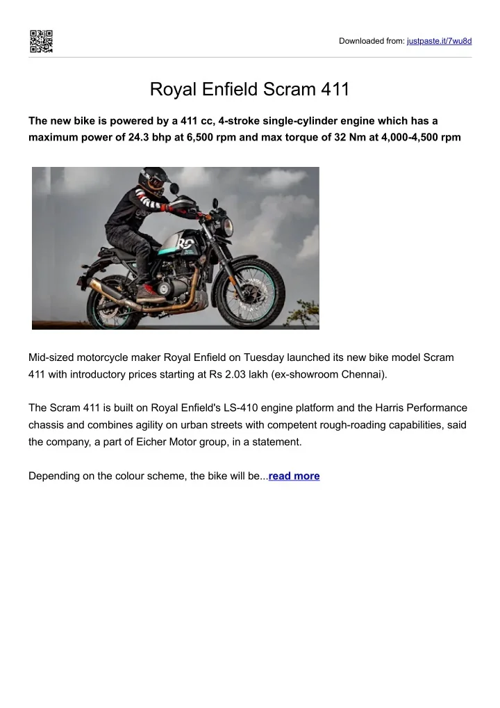 PPT - Royal Enfield Scram 411 PowerPoint Presentation, free download ...
