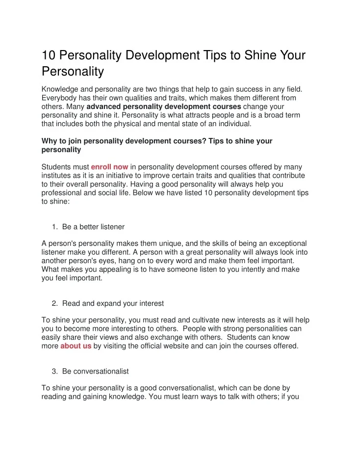 PPT - 10 Personality Development Tips to Shine Your Personality ...