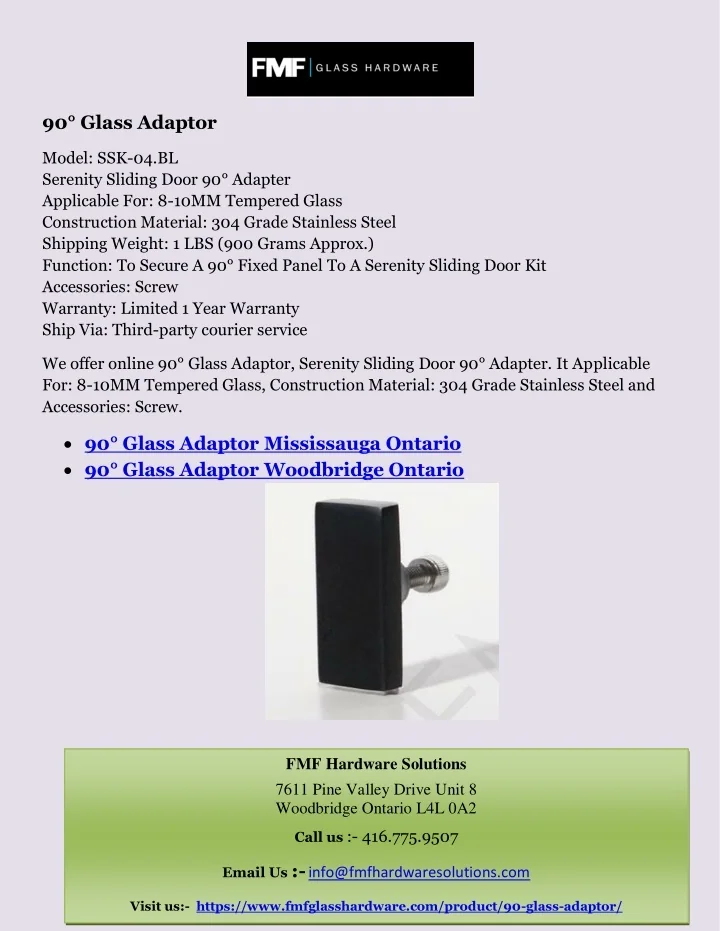 PPT - 90° Glass Adaptor Woodbridge Ontario PowerPoint Presentation ...
