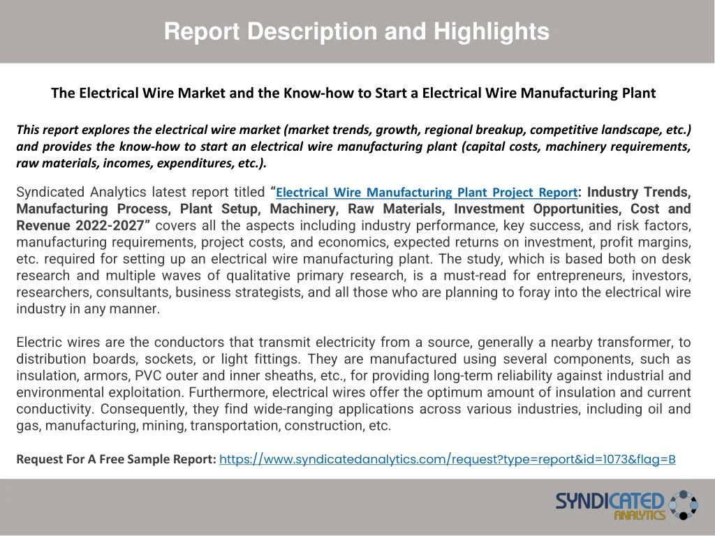 PPT - Electrical Wire Manufacturing Plant Project Report PDF 2022-2027 ...