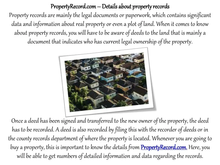 PPT - PropertyRecord.com – Details About Property Records PowerPoint ...